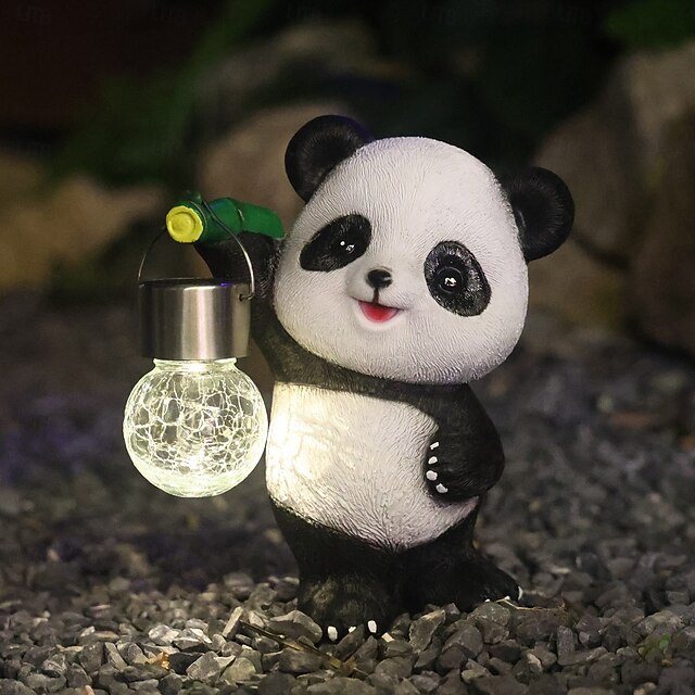 1 Pc Easter Outdoor Solar Waterproof Resin Bunny & Panda Figurine Light ...