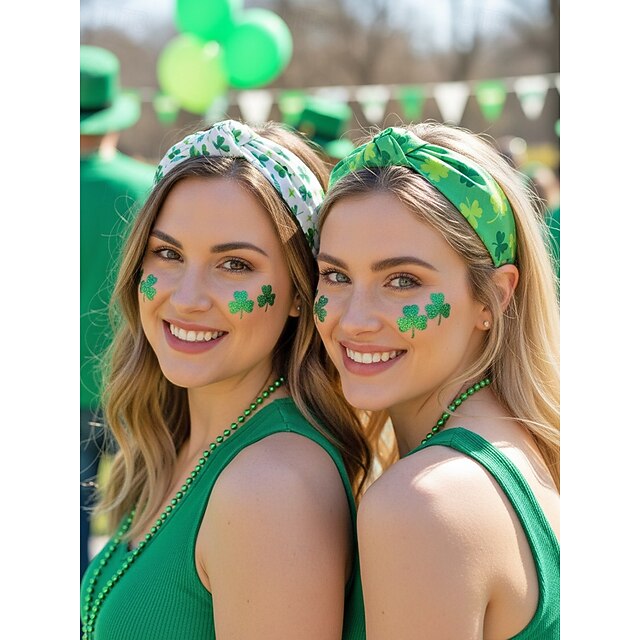 Women's Polyester Shamrock Headbands, Soft Knot Design, Multiple Clover ...