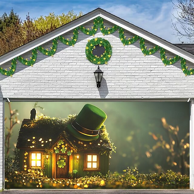 St Patricks Day Garden Banner Outdoor Decoration Leprechaun House ...