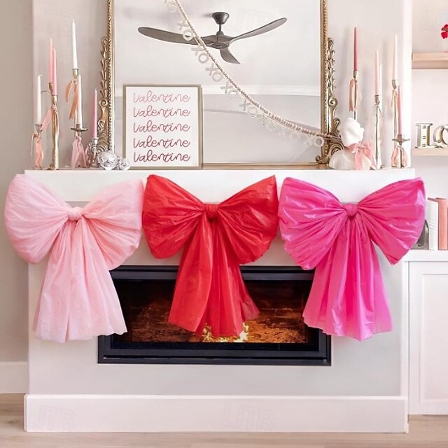 Valentines Day Decorations, Set of 6 DIY Giant Wall Bows - Hanging ...