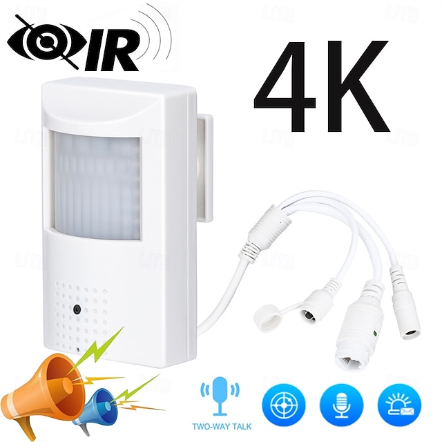 4K PIR IP Camera 8MP HD Mini Indoor POE LED Wired Infrared Night Vision ...