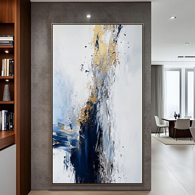 oil painting handmade Gold Leaf Plated Navy Blue 100% Hand Painted ...