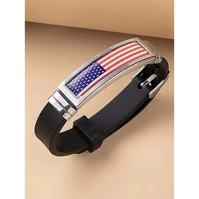 Men's Adjustable Stainless Steel and Silicone Bracelet, Featuring ...