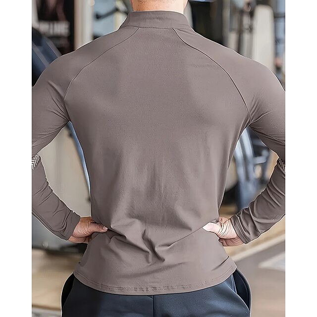 Men's Running T-Shirt Compression Shirt Running Shirt Zip Up Long ...