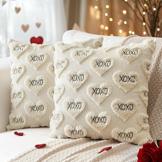 Valentines Pillow Covers 18x18 Set of 2 Decorative Love Heart XOXO ...