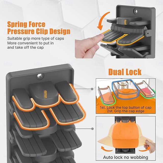 2 Packs Hat Organizer for Baseball Caps with Built-in Spring Clips ...