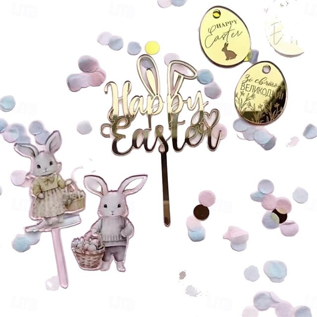 10 Pack Easter Rabbit Cake Decoration Rabbit Ears Easter Happy Cake ...