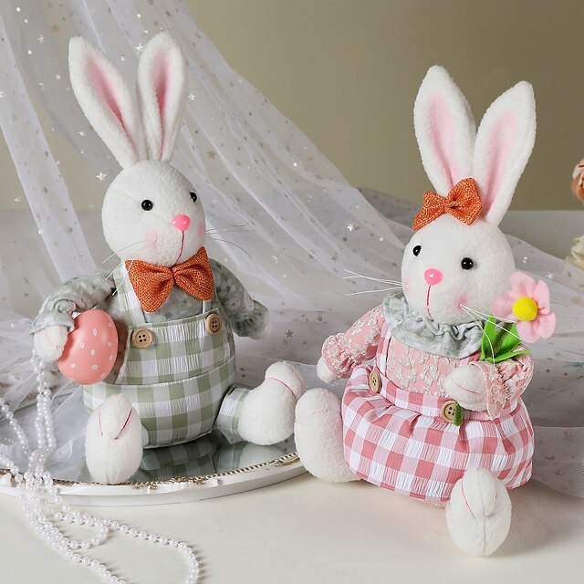 2 Pack Easter Goblin Gnome Doll Rabbit Holding Radish Sitting Posture ...