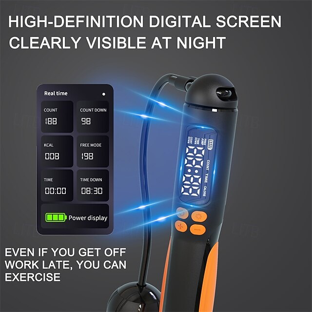 Smart Jump Rope with Counter Cordless Weighted Skipping Rope Adjustable ...