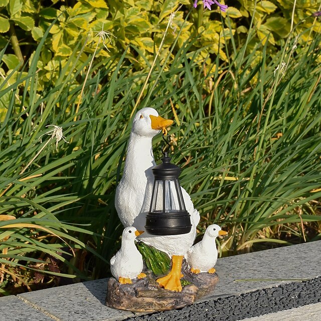 Outdoor Solar Duck Resin Figurine Light, Waterproof Garden Statue Lamp ...