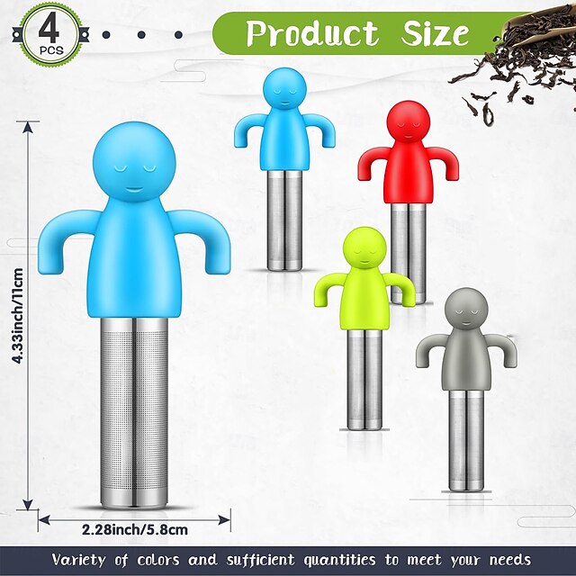 4 Pieces Tea Infuser Handle Mesh Tea Cup Filter Strainer for Loose Tea ...