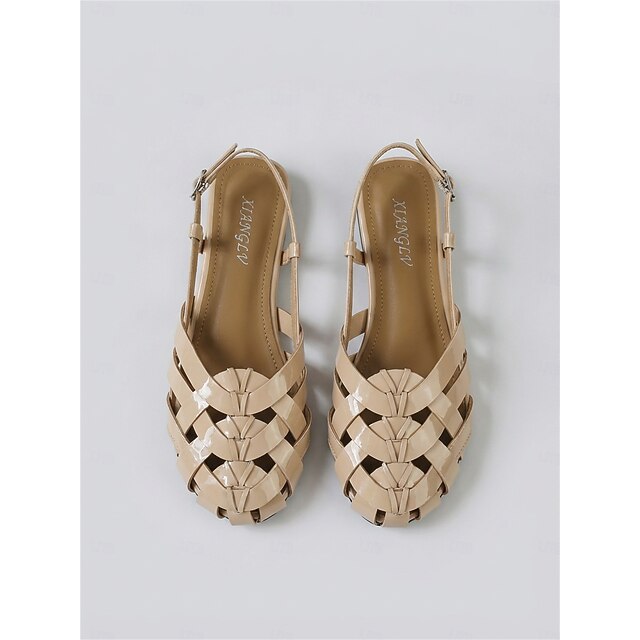 Women's Nude Woven Patent Leather Fisherman Sandals – Chic Tropical ...
