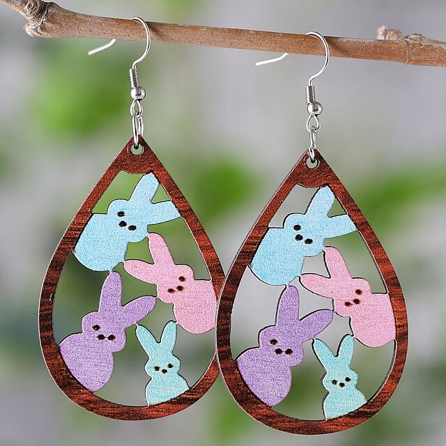 Rabbit Easter Bunny Carnival Earrings Funny Adults' Women's Masquerade ...