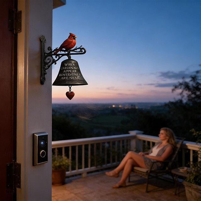 Cardinal Bird Door Bell, Red Sparrow Garden Decoration, Cardinal ...