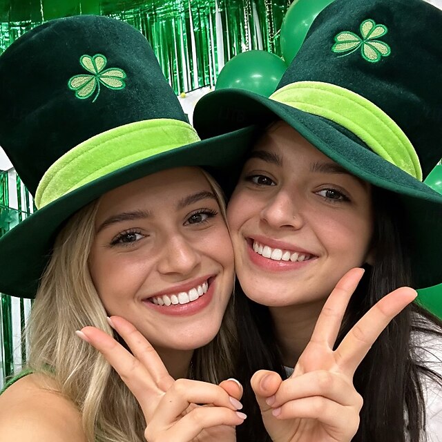 St. Patrick 2026 Irish Shamrock Top Hat - Exclusive Green Embroidery ...