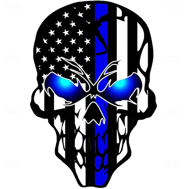10 Pack American Flag Skull Stickers, Patriotic USA Flag Vinyl Decals ...