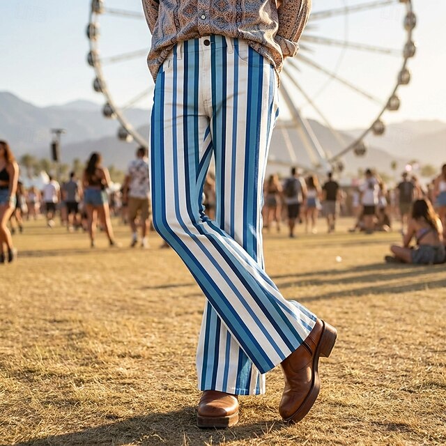 Retro Vintage Boho 1970s Pants Bell Bottom Pants Hippie Disco High ...