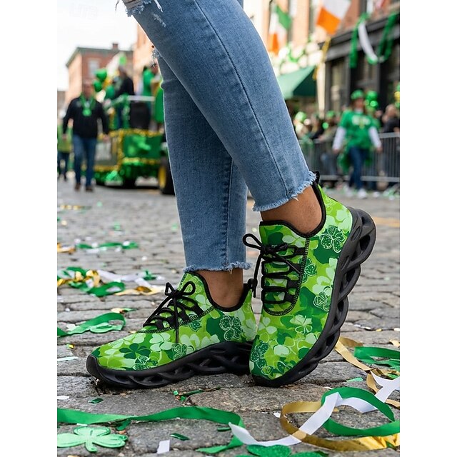 Women's St. Patrick's Day Shamrock Print Athletic Running Sneakers ...