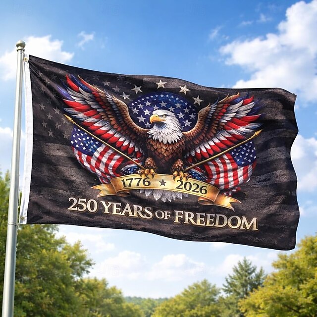 U.S. 250th Anniversary Flag, Lightweight Single-Layer Outdoor Patriotic ...