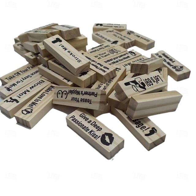 Naughty Stacking Blocks Game for Couples, 48 Pcs Sexy Wooden Tumbling ...