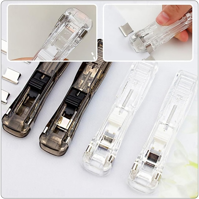 Portable Binder Clip Stapler Refillable Office Stapler Set with 2 ...