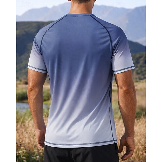 Men's Gradient Running T-Shirt Compression Shirt Athletic Shirt Sports ...
