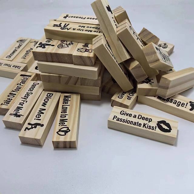 Naughty Stacking Blocks Game for Couples, 48 Pcs Sexy Wooden Tumbling ...