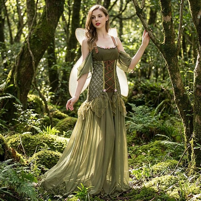 Medieval Renaissance Fancy Floor Length Dress with Accessories ...