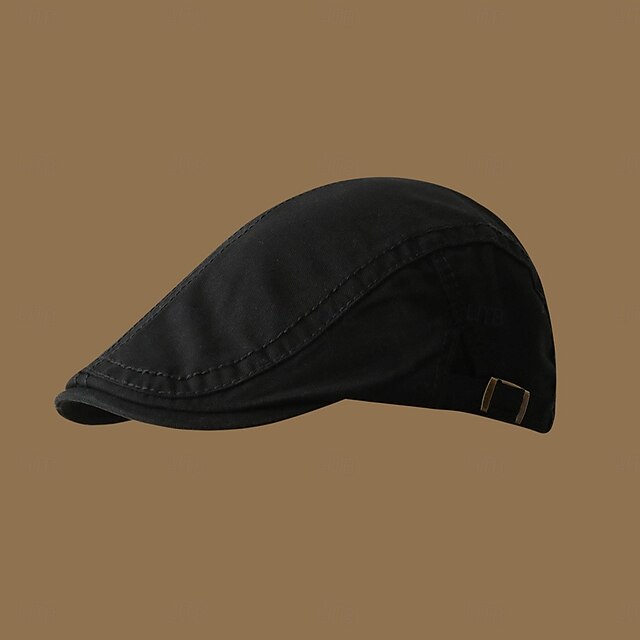 Men's Beret Hat Black Grey Black Polyester / Cotton Blend Classic ...