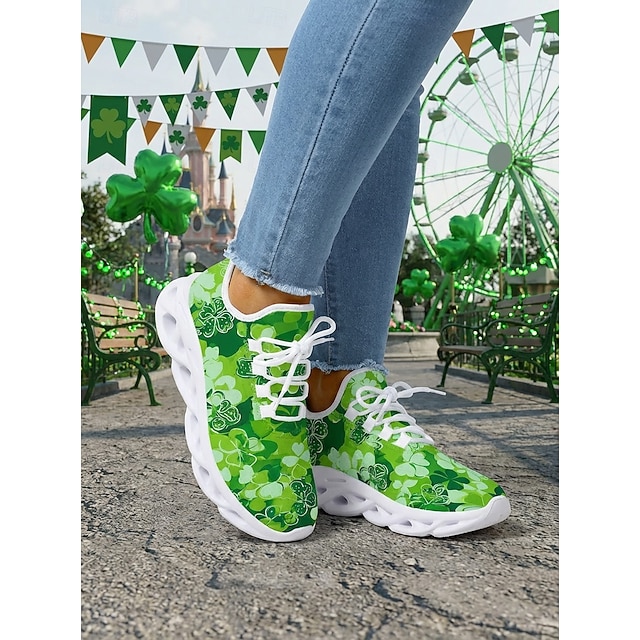 Women's St. Patrick's Day Shamrock Print Athletic Running Sneakers ...
