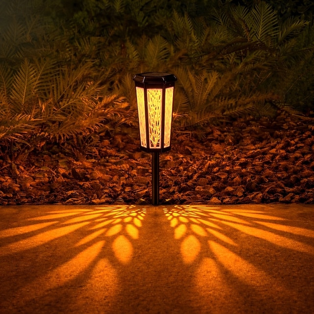 Solar Powered Pathway Landscape Lights Outdoor Cool White & RGB Dusk to ...