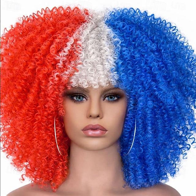 USA 2026 Fan Wig - Huge Red White & Blue Afro Soccer Supporter Hair ...