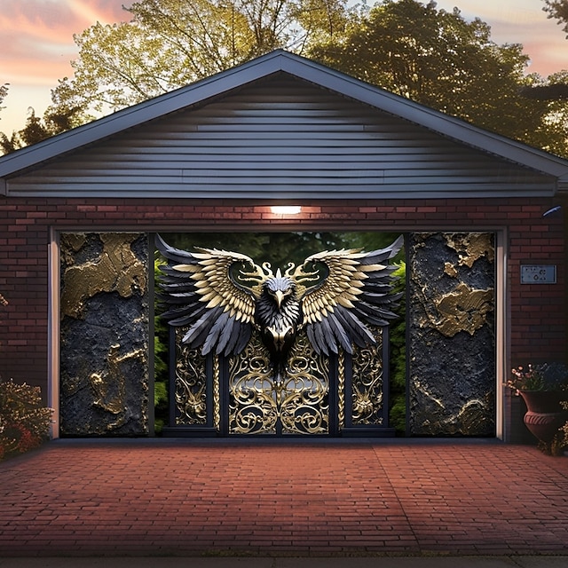 Majestic Black Gold Eagle Ornate Golden Gate Garage Door Banner Spread ...
