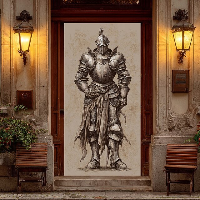 Posters Door Cover Outdoor Banners Knight Vintage Medieval 3D Dorm ...