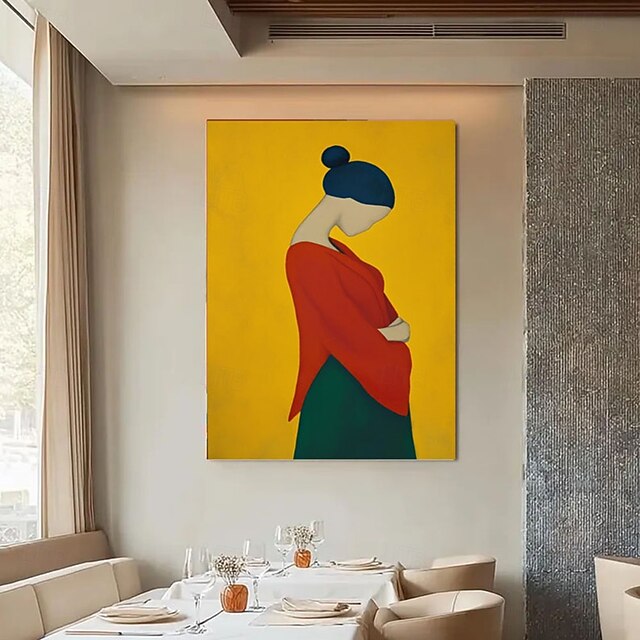 hand painted Vintage Woman Portrait Canvas Painting Art Decor Lady in ...