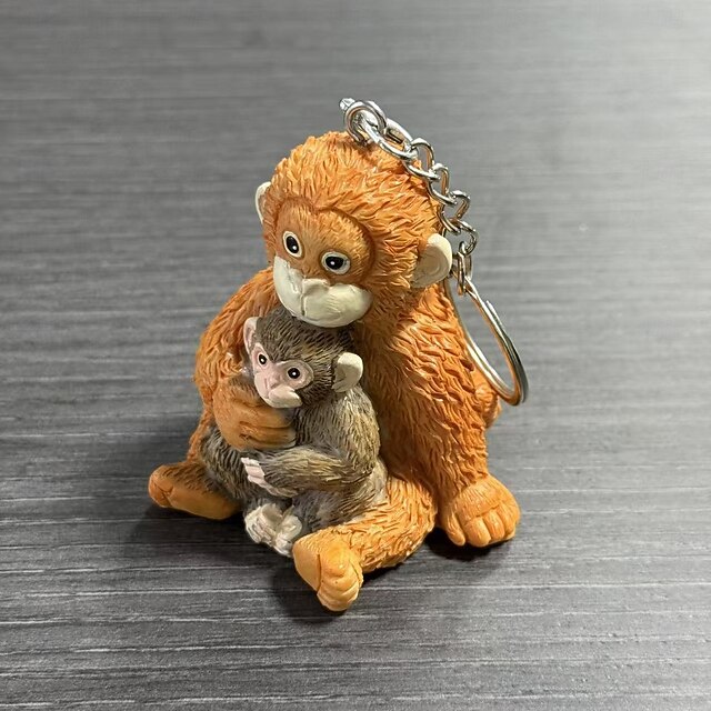 Punch Monkey Meme Hugging 3D Resin Keychain, Cute Monkey Meme Key Ring ...