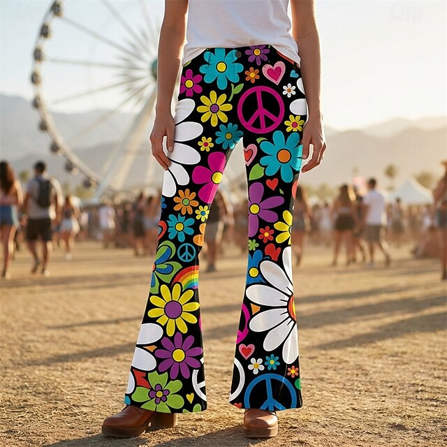 Retro Vintage Boho 1970s Pants Bell Bottom Pants Hippie Disco High ...