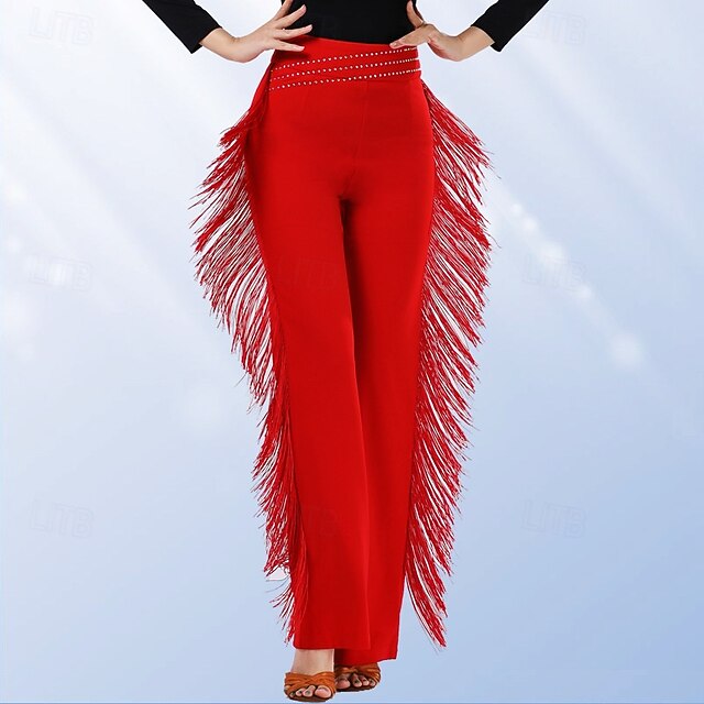 Women's Rhinestone Fringe Wide Leg Dance Pants 2026 - $56.99