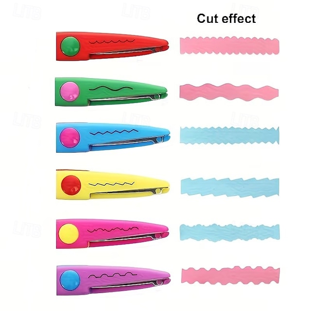 6pcs High-Grade PP Plastic Wavy-Edge Art Scissors, Suitable for Crafts ...