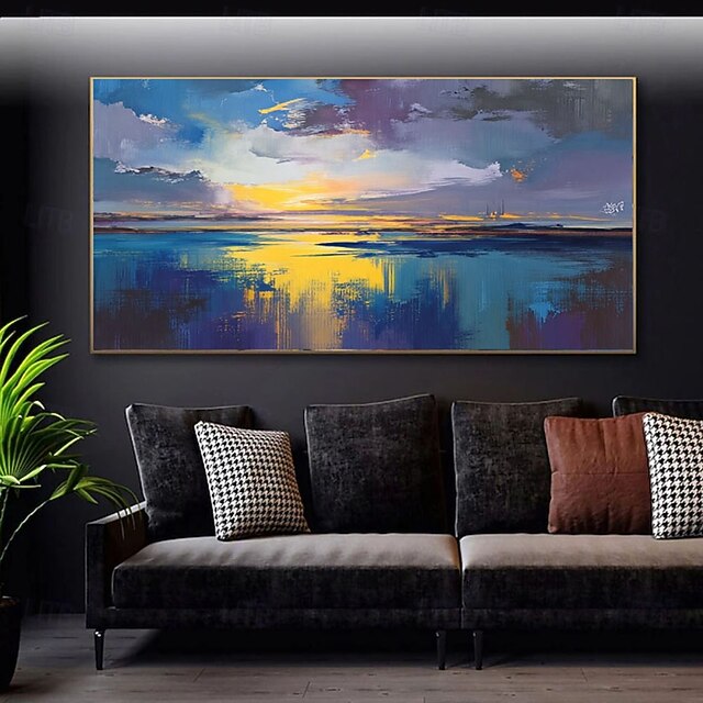 Large oil painting handmade Modern Seascape Art Dawn Oversize Panoramic ...