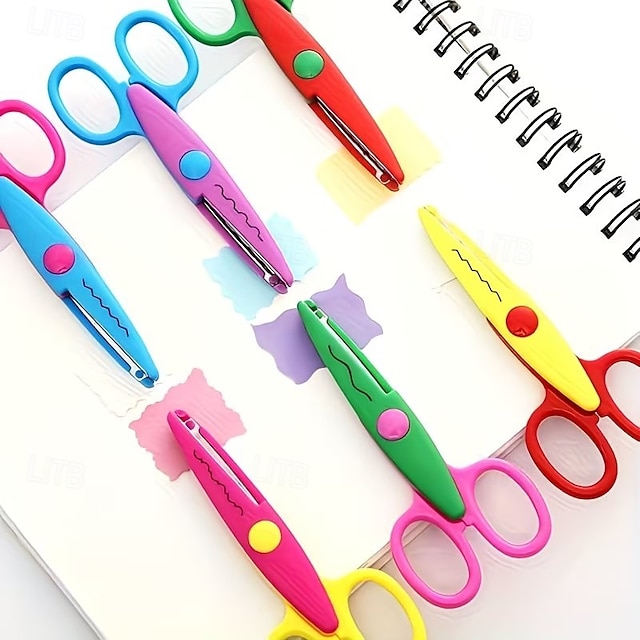 6pcs High-Grade PP Plastic Wavy-Edge Art Scissors, Suitable for Crafts ...