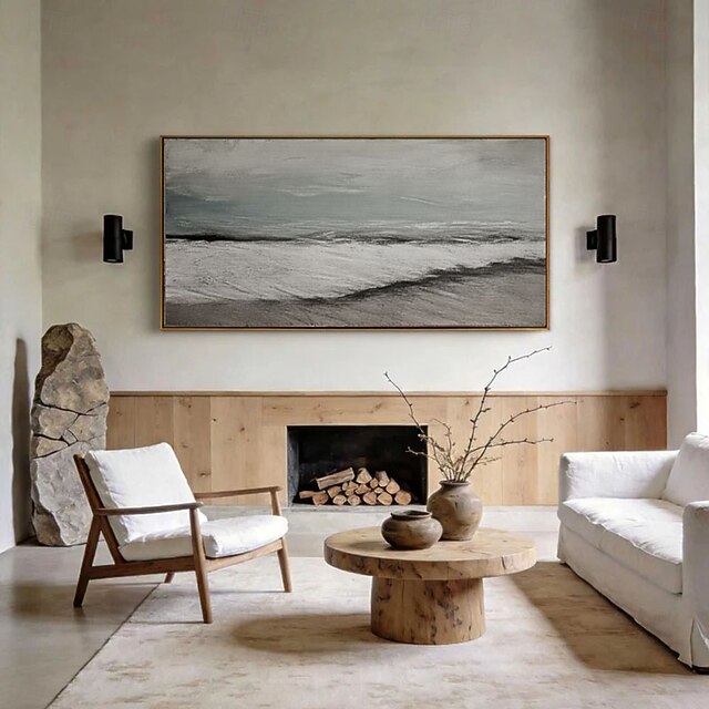 3D Textured Wabi Sabi Ocean Wall Art Minimalist Earth Tone Canvas ...
