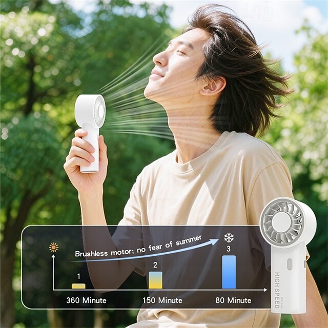 Handheld Mini Fan with Brushless Motor, Portable High Speed Personal ...