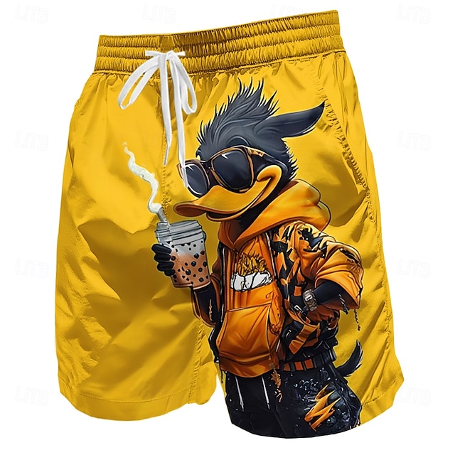 Men's Funny Duck Cartoon Animals Swim Trunks Bathing Suits Swim Shorts ...