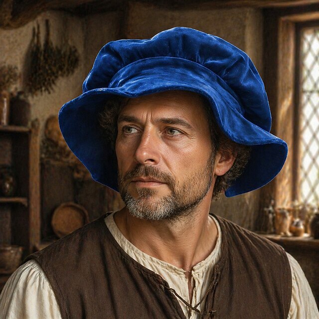 Retro Vintage Medieval Renaissance Hat Bard Solid Color Fancy Dress Men ...