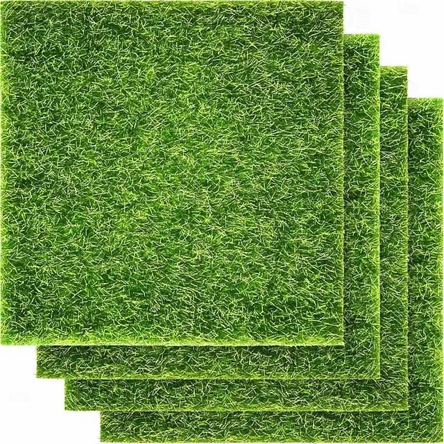 4 Packs Fake Grass Decor for Crafts, 6" x 6" Fairy Artificial Moss for ...