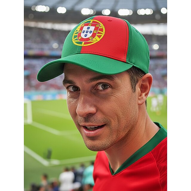 Men's Portugal Flag Color Polyester Baseball Cap Adjustable Fit Soccer ...
