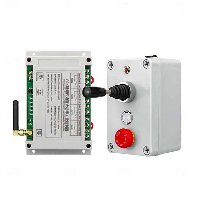 4CH Industrial Radio Remote Control with Joystick, 30A High Power FSK ...