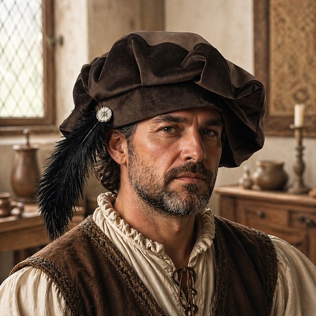 Medieval Renaissance Elizabethan Hat Prince Gentleman Ranger Feather ...