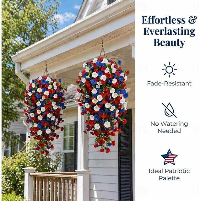 Artificial Morning Glory Hanging Vine Flowers for Outdoor, 6 Pcs Red ...